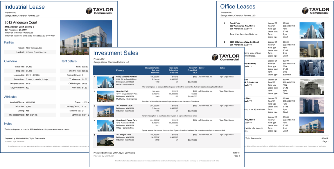 Commercial Real Estate Comps | ClientLook